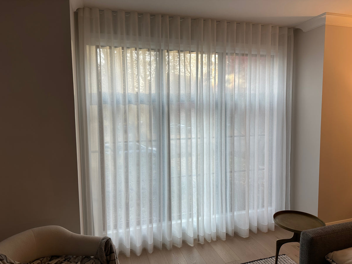 Warm White Sheer Curtain, 3-in-1 Hanging (Wave, Ripple Fold, Back Tab ...